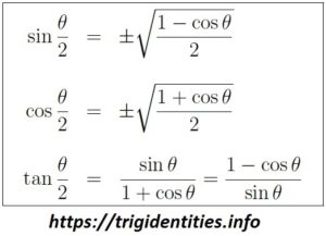 Trig Half Angle Identities - Trigonometry Half Angle Formulas & Derivation